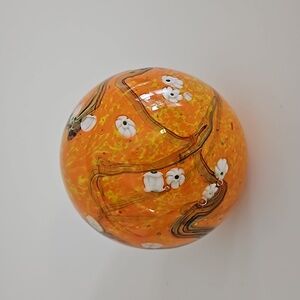 Tozai Home | Art | Tozai Home Paperweight Orange Black Swirls White ...